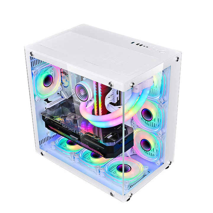 Lovingcool Gaming PC Case - ATX Full Setup with RGB Fans