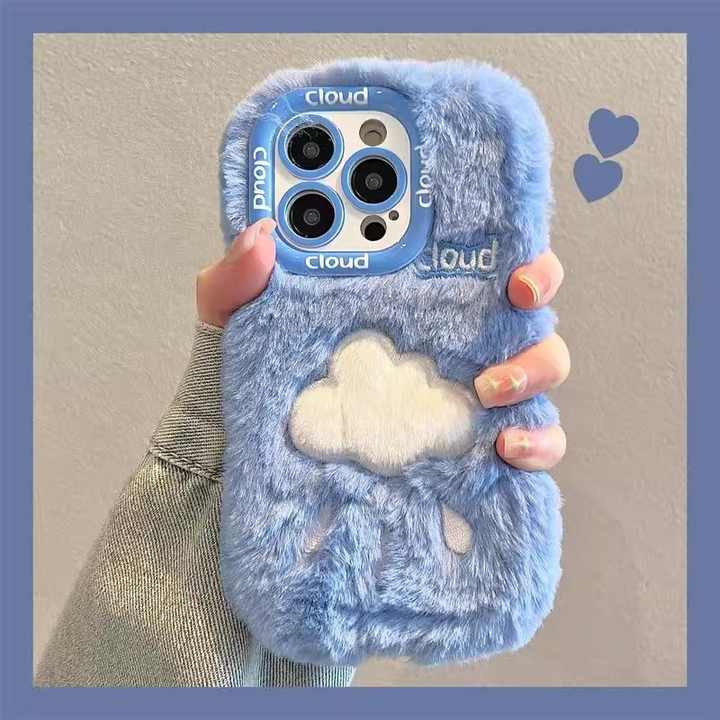 Embroidered Five Flowers Plush Phone Case for iPhone 16 15 14 Pro Max ...