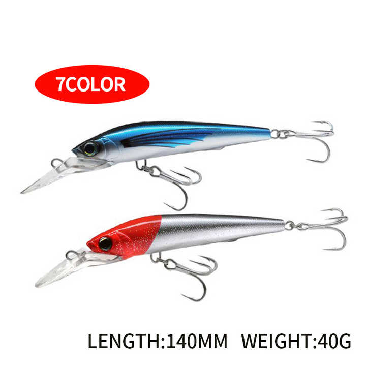 140mm 40g Yo-zuri Mold Minnow Lure Sinking Ocean Boat Trolling Artificial Baits Wobblers Fishing ...