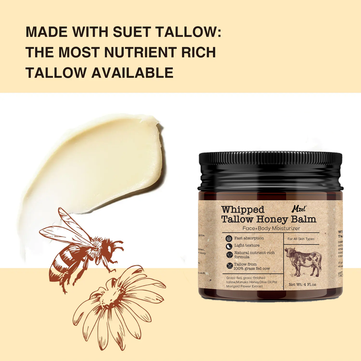 Mzel Tallow Honey Balm - Nourishing 100% Grass Fed Beef Tallow