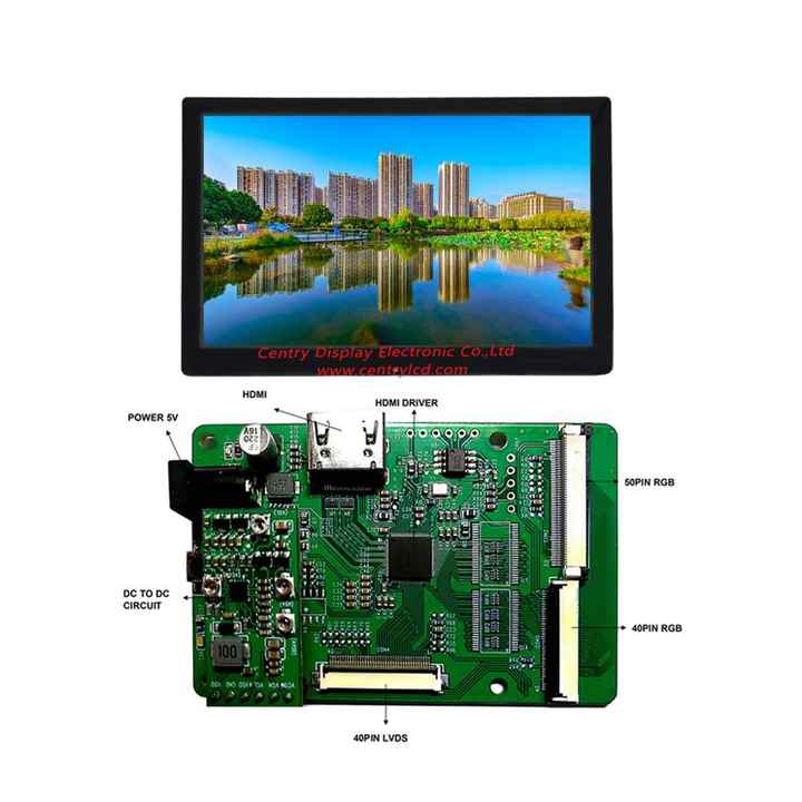 40 Pin LVDS Interface - 10.1 Inch 1280x800 IPS LCD Screen