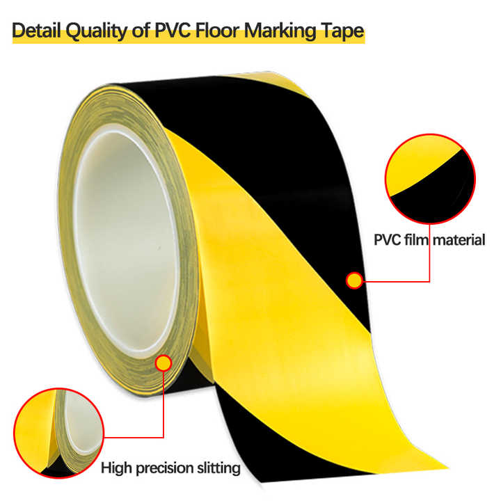 GHTAPE Heavy Duty PVC Hazard Warning Safety Stripe Tape Wear Resistance ...