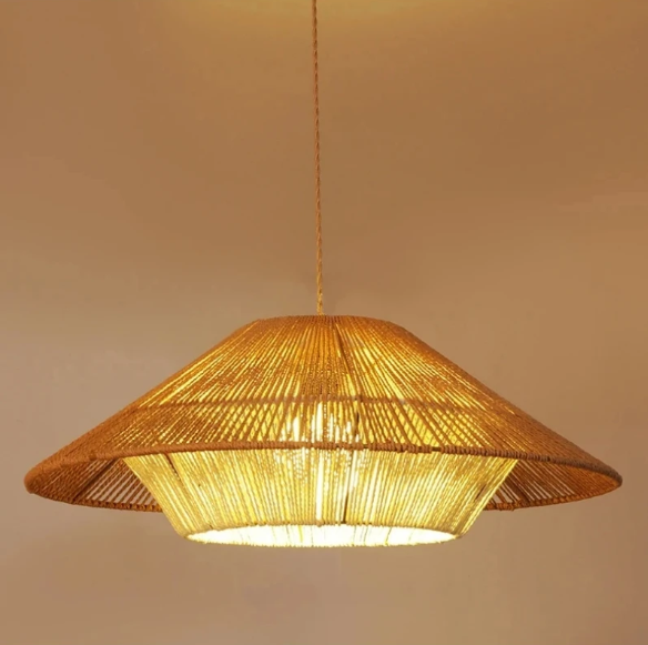 Pendant Lamp Natural Ceiling Light Shade Hand Woven String Shade Bamboo ...