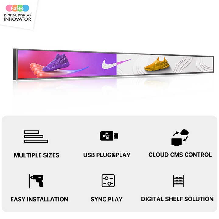 Shelf LCD Display - Stretched Bar LCD for Market Ads