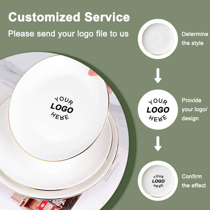 Customizable Logo Bone China Porcelain Plates for Weddings