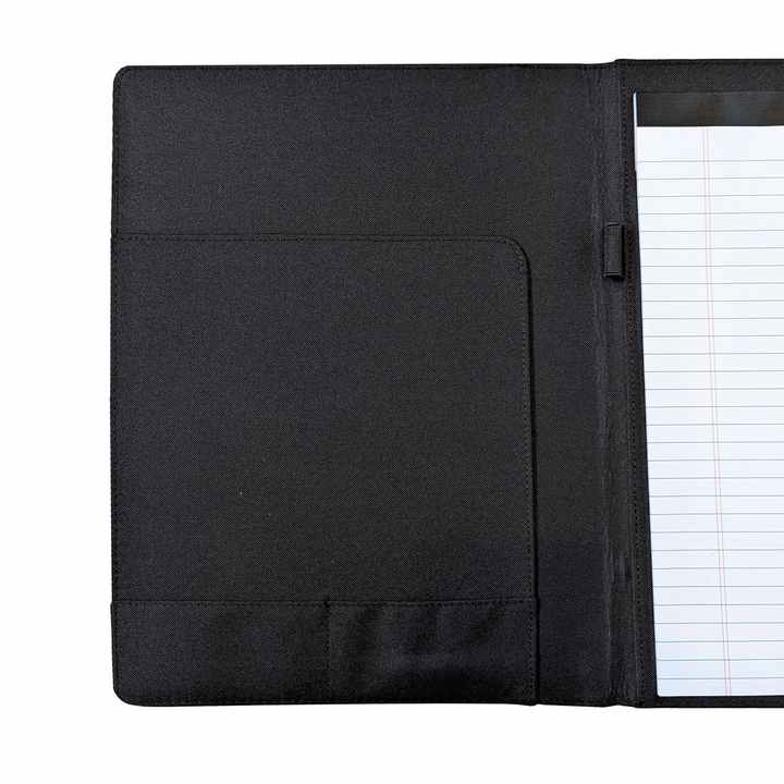 Eco-friendly A4 File Binder Padfolio in Black Canvas PU Leather