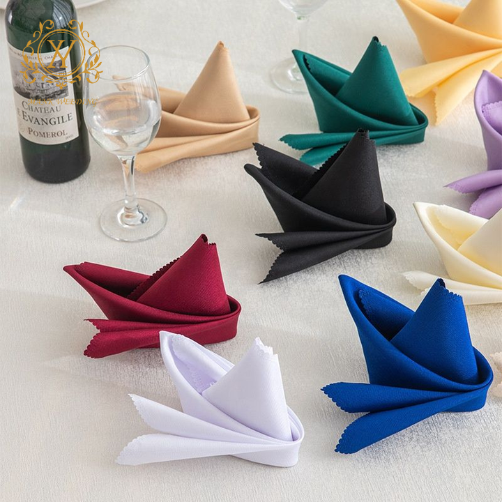 Light Luxury Polyester Fabric Dinner Napkin Solid Color Square Plain ...