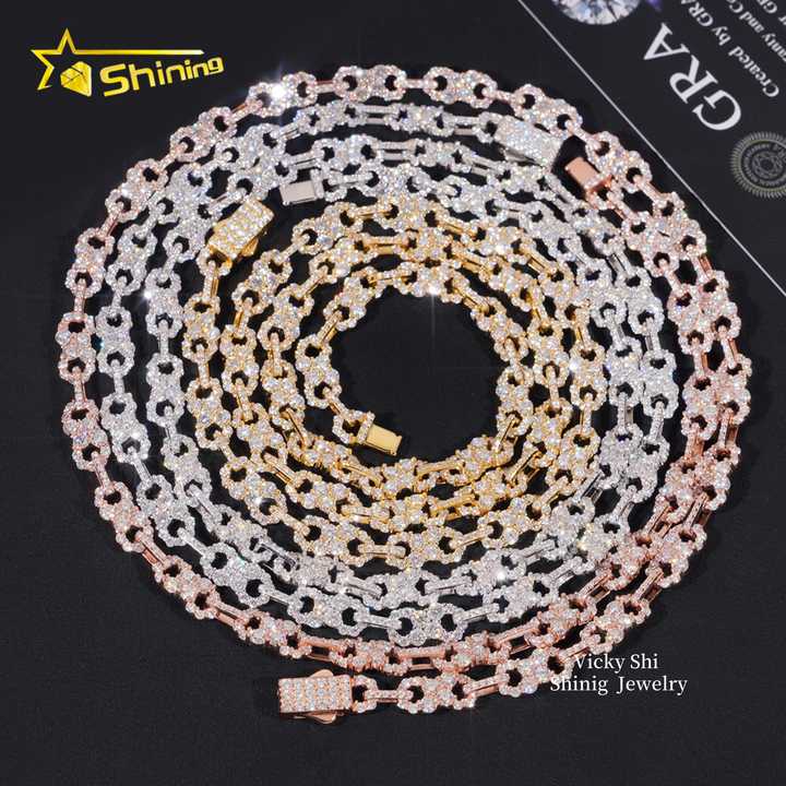 New Hip Hop Design Moissanite Infinity Link Chain 925 Silver