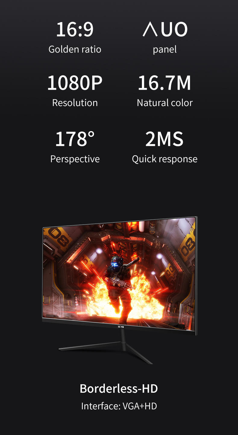 OEM 19 20 21.5 22 24 27 32 Inch PC led Gamer Borderless Monitor 144HZ ...