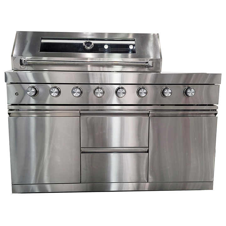 Stainless Steel Outdoor Kitchen - 6 Burner BBQ Setup