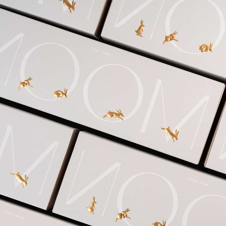 Light Gray Mooncake Gift Box with Gold Rabbit Design for Mid-Autumn ...