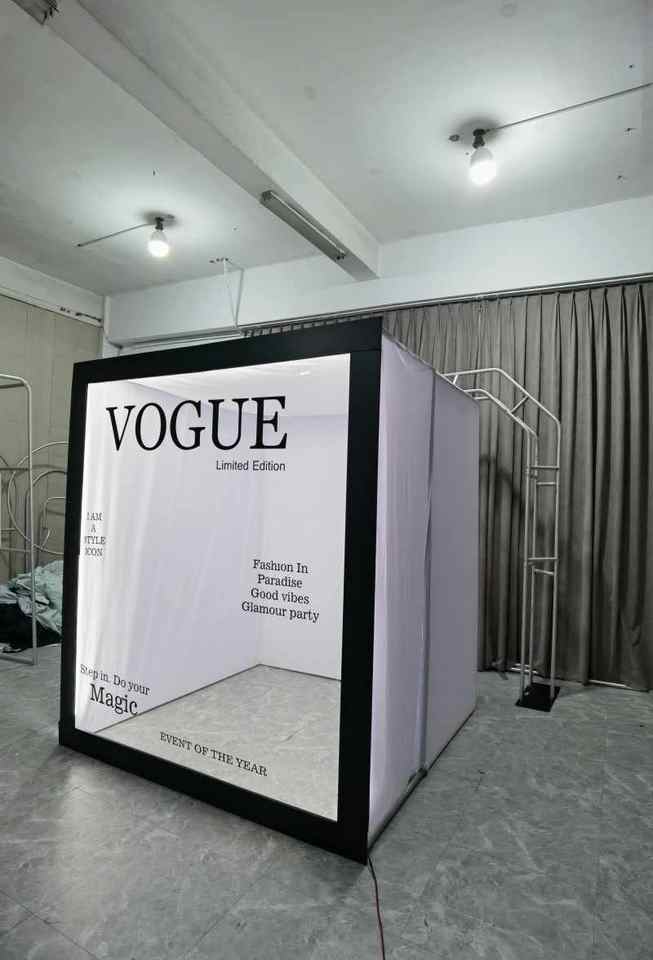 Magazine Photo Booth Box Backdrop with LED Light - Funvisinon