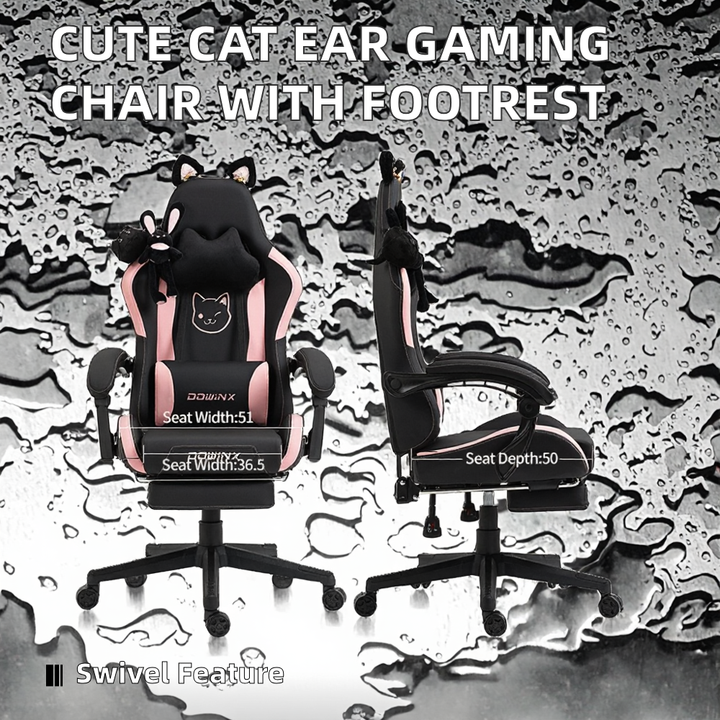 Ergonomic Cute Comfy Cartoon Cat Ear Comfortable Executive Gaming Chair ...
