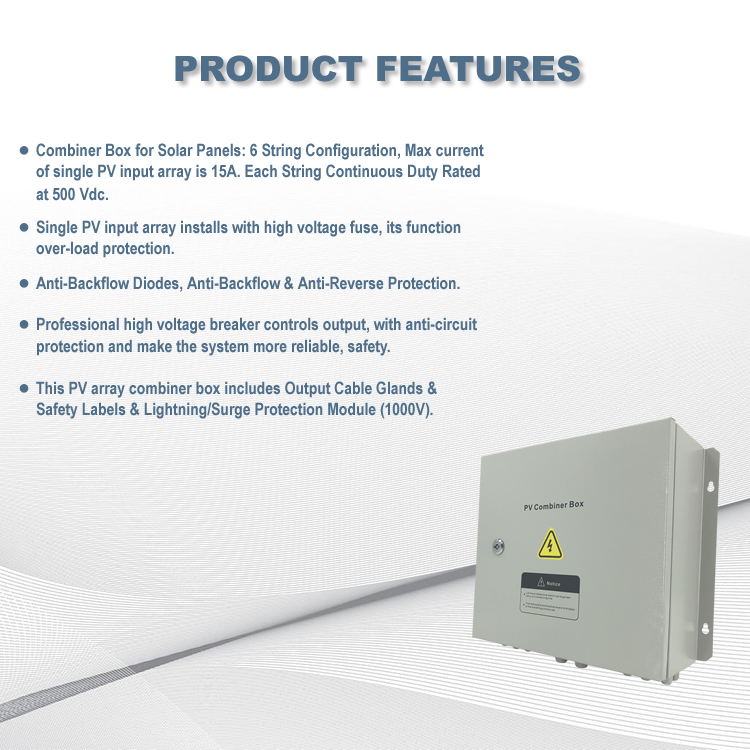 IP65 waterproof 6 in 1 out photovoltaic combiner box 6 strings of solar ...