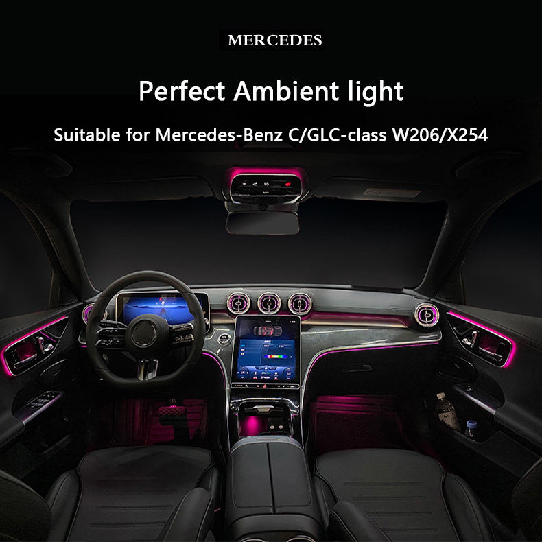 Full Set W206 64 Colors Car Interior LED Light Car Ambient Light Kit ...