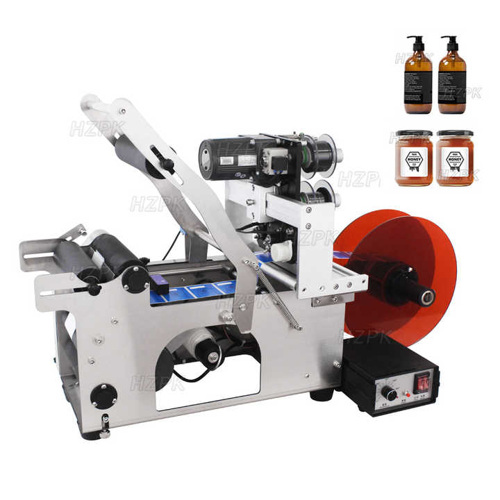 HZPK Semi Automatic Labeling Machine for Round Bottles Glass Jar Manual Label Applicator Sticker ...