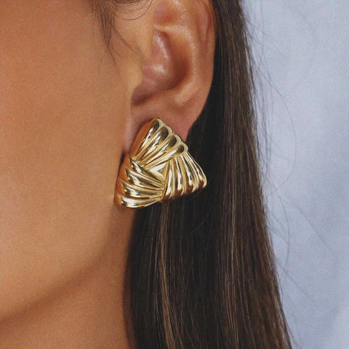 Fashion Waterproof 18K Gold Plated Statement Earrings Jewelry Women 316L Stainless Steel ...