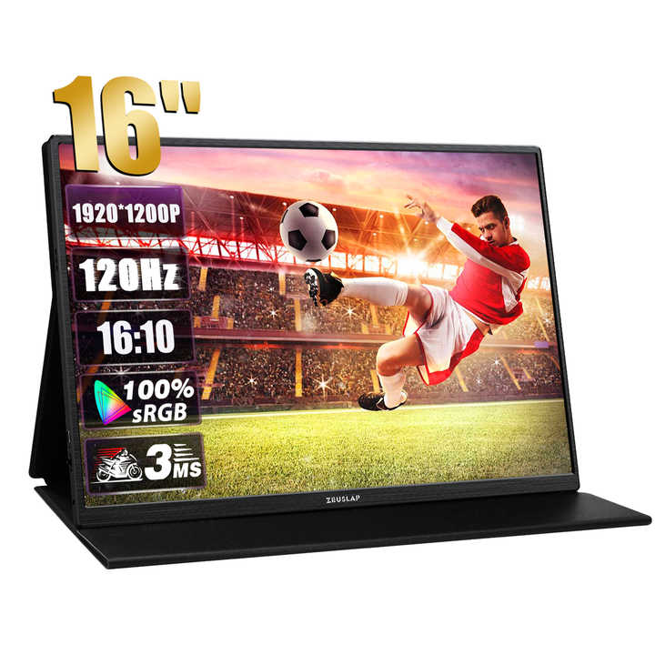 ZEUSLAP 16-Inch Portable LED Display Monitor Dual Type-C Single Screen ...