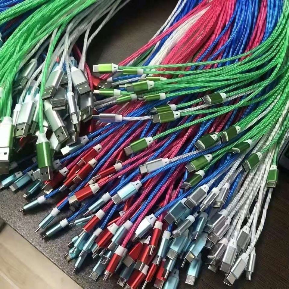 Flowing Light USB Micro Cable 1M Length LED Glowing Design Multi-color ...