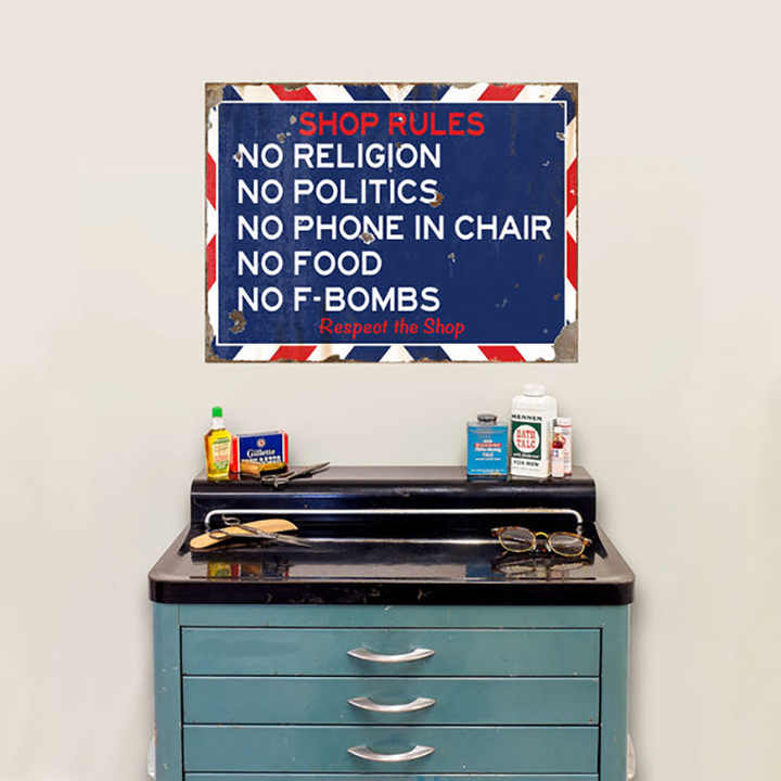 Classic Barber Shop Rules Metal Sign 20X30CM Vintage Barbershop Sign ...