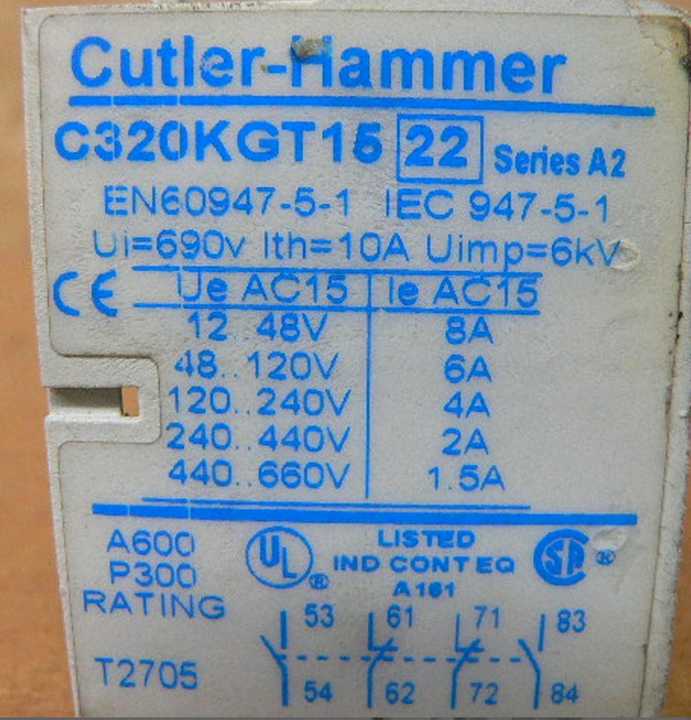 C320KGT15 Nema Top Mount Auxiliary Contact 2 NO + 2 NC AC Contacts for ...