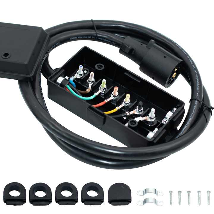 Linsheng 7 Way Plug Inline Trailer Cord with 7 Gang Junction Box ...