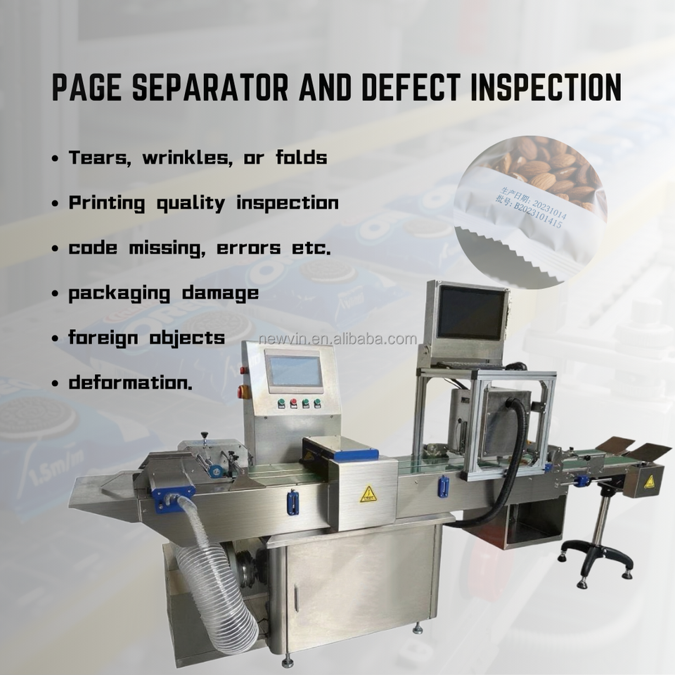 Newvin Automatic Food Bag Coding Vision Inspection Machine Double-Feed ...