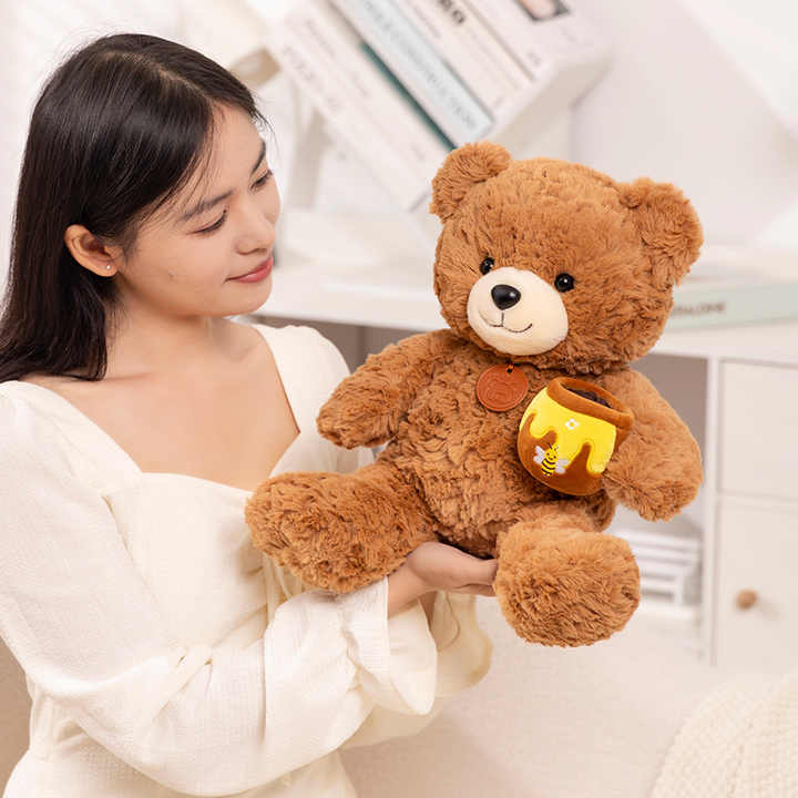 Custom Plush Bear Honeypot Soft Cotton Stuffed Animal Bedtime Toy with ...