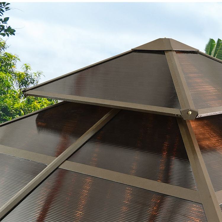10*10ft Metal Frame Gazebo Hard Top Metal Frame 3m 2.5m Coffee Color ...