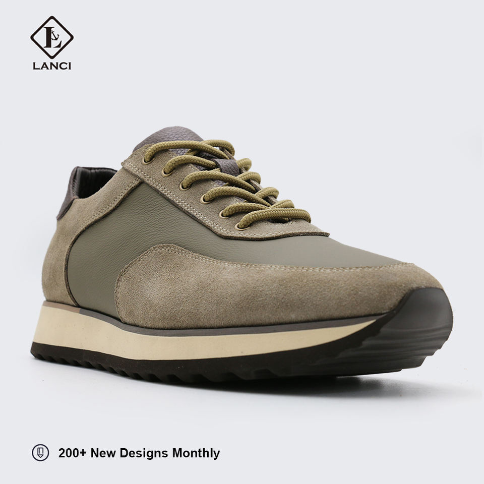 LANCI Factory Custom Men's Shoes Anti-Slippery Suede Genuine Leather ...