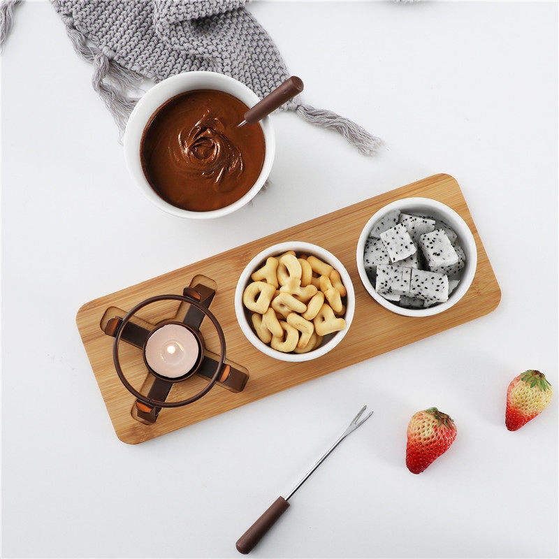 Ceramic Chocolate Ice Cream Fruit Hot Pot Set with Heating and ...