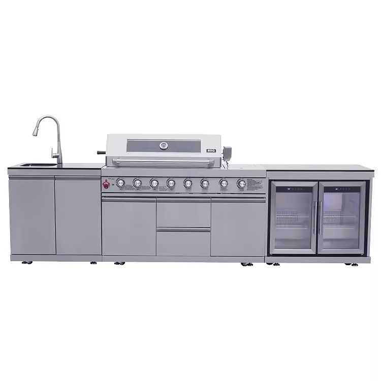Modern Outdoor BBQ Grills - Complete Sets with Oven