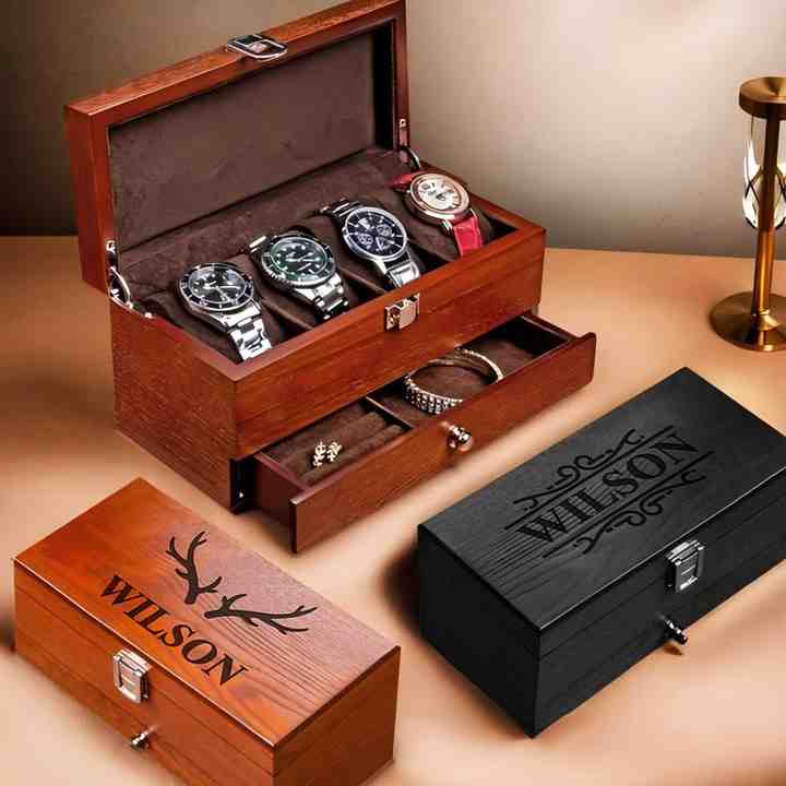 Personalized Wooden Watch Box Custom Engraved Storage Case Unique ...