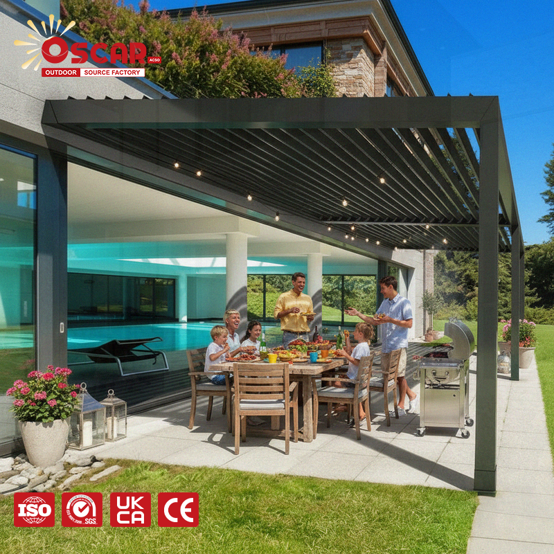 Outdoor Aluminium Louvre Pergola Garden Patio Balcony with Bioclimatic ...