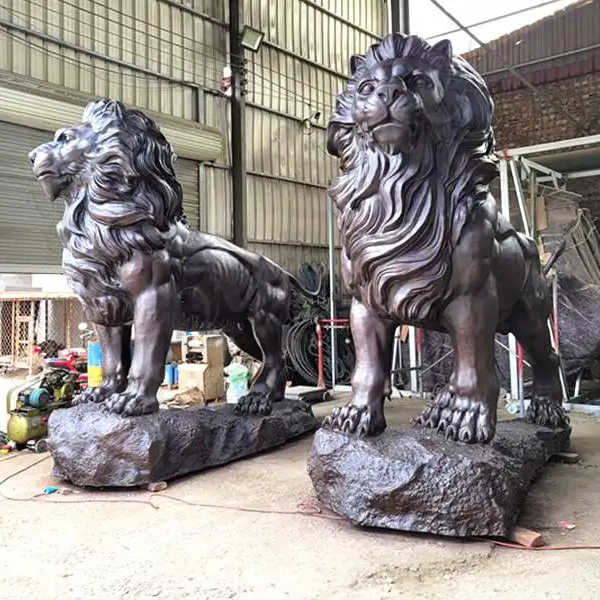 Large Outdoor Gate Entrance Decorated Standing Bronze lion Statue ...