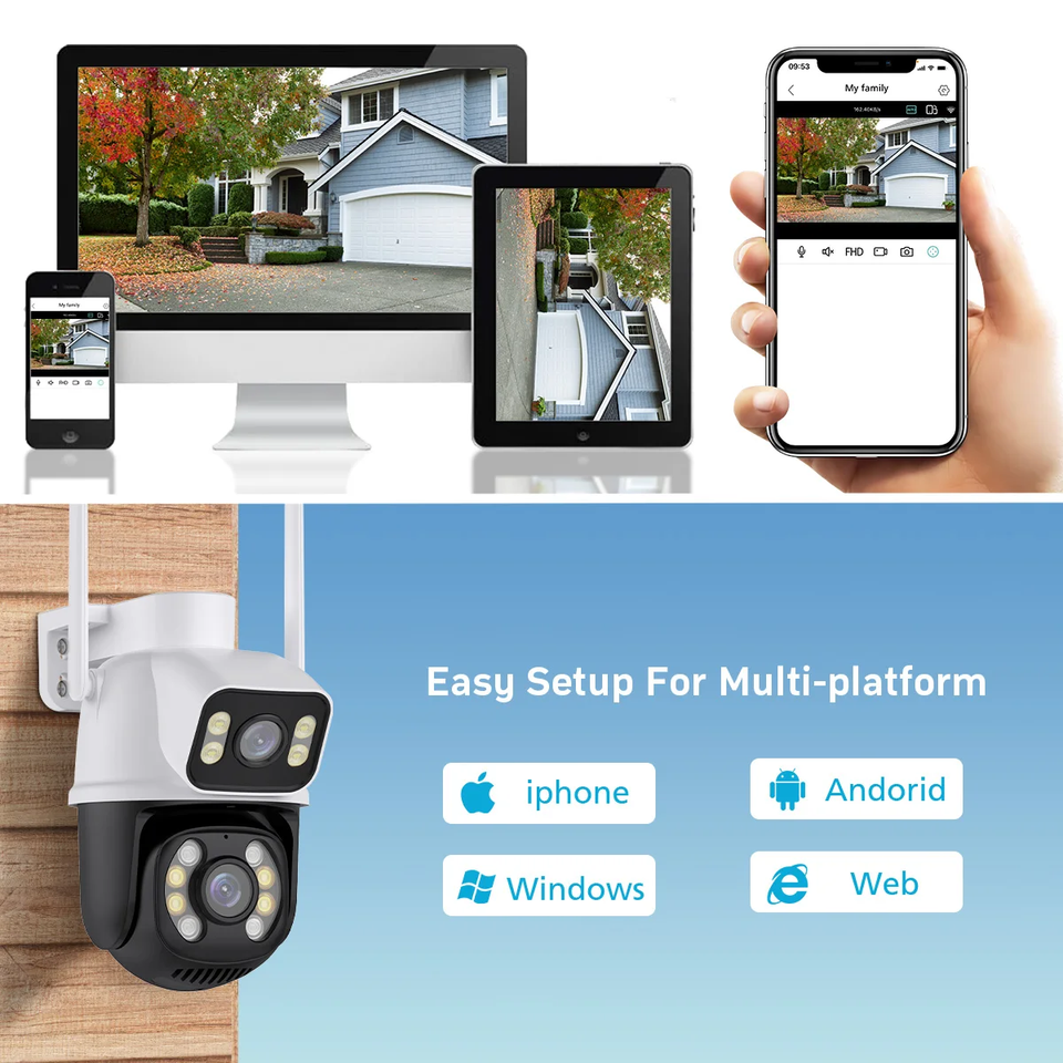 Dual Lens Wifi Security Camera - 6MP Surveillance Solution
