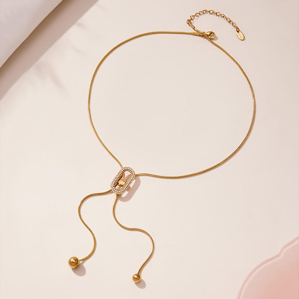 ERESI Long Tassel Necklace Elegant Shimmering Zircon Chains Choker for ...
