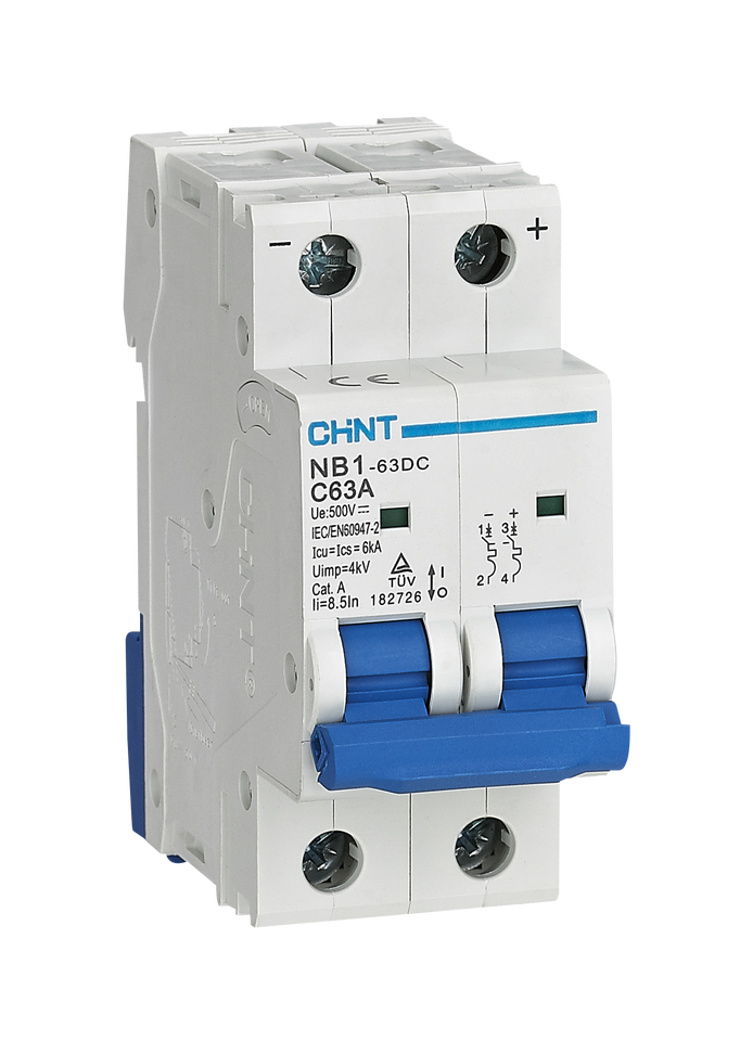 CHINT NB1-63DC DC Circuit Breaker 1P 2P 4P DC125V DC250V DC500V DC1000V MCCB Circuit Breaker 10A ...