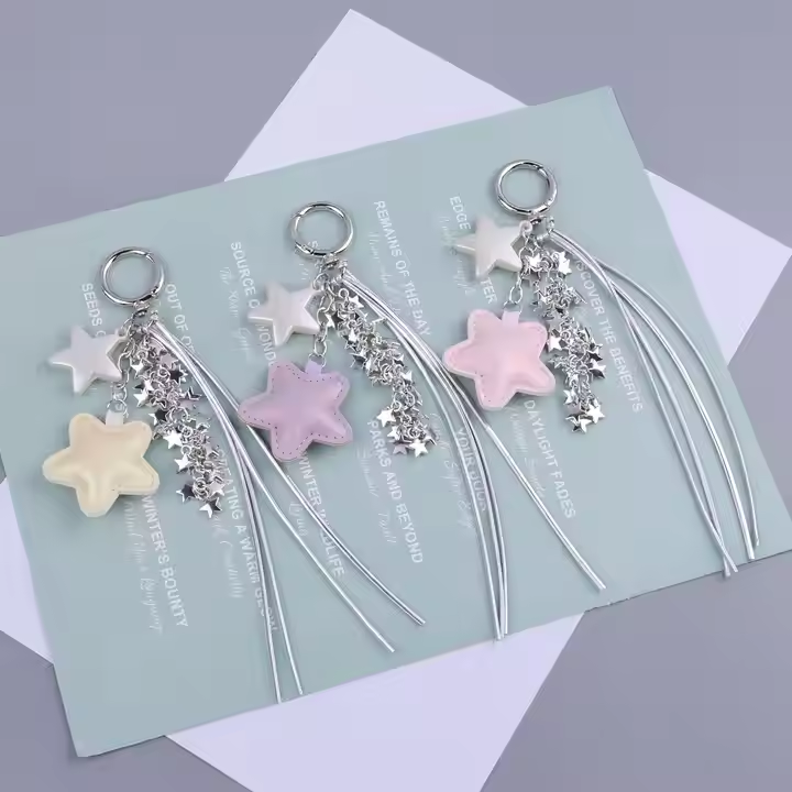 Trendy Y2K Personalized Pu Leather Star Keychain Star Charm Bag Fashion ...