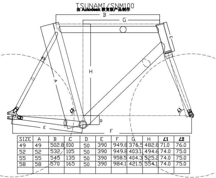 TSUNAMI SNM100 Pioneer Fixed Gear Bicycle Frame - Aluminum
