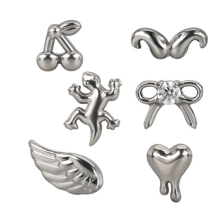 GZN Newest Body Piercing Jewelry Titanium CNC Gecko Cherry Heart Wing ...