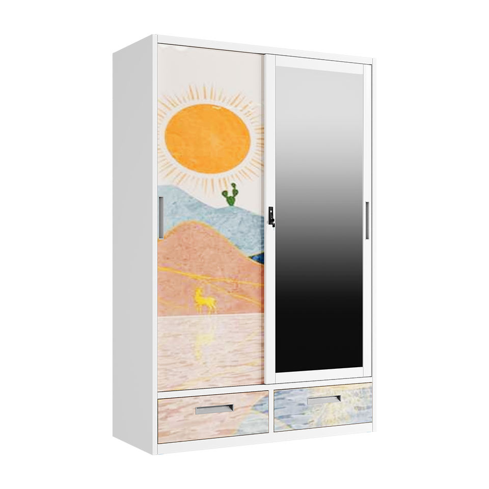 Modern Sliding Door Iron Imprint Cupboard Wardrobe Metal Locker Steel ...
