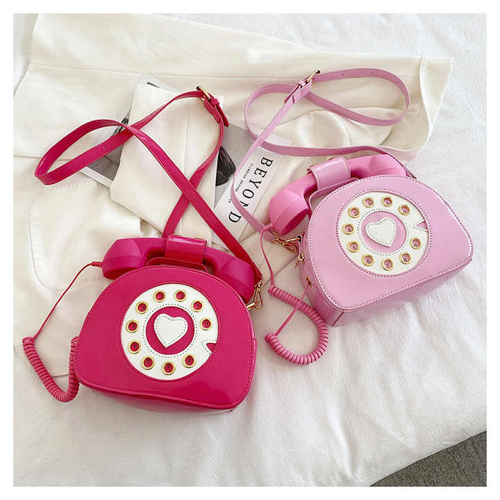 Women Telephone Shaped Handbag and Purses Retro Phone Top-Handle ...