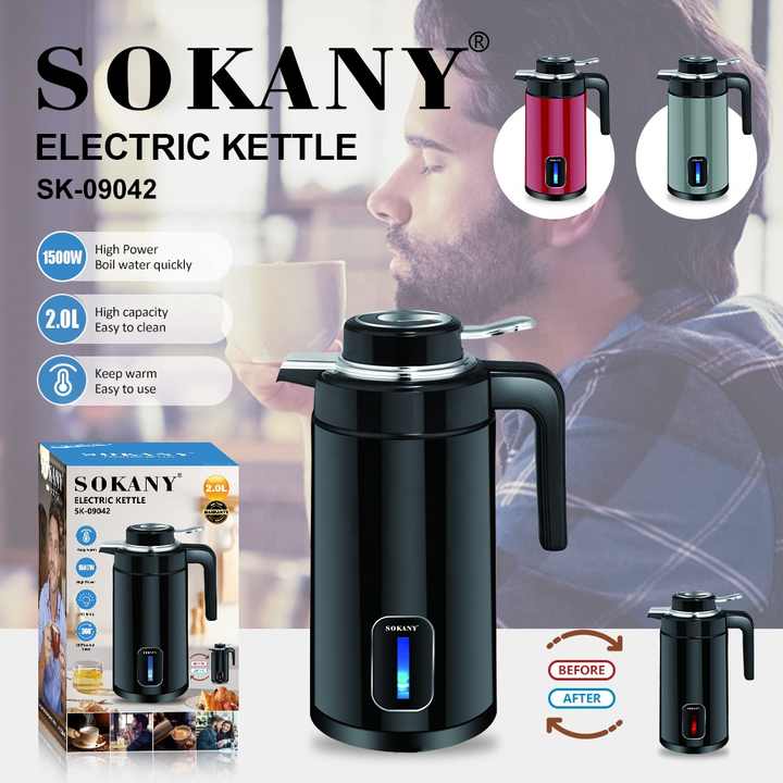 Sokany Electric Kettle - 2L Stainless Steel for Hotels & Homes