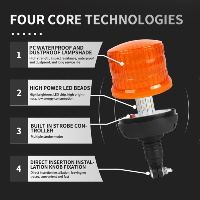 Amber Led Emergency Strobe Light For Trucks & Trailers, 12-24v Dc ...