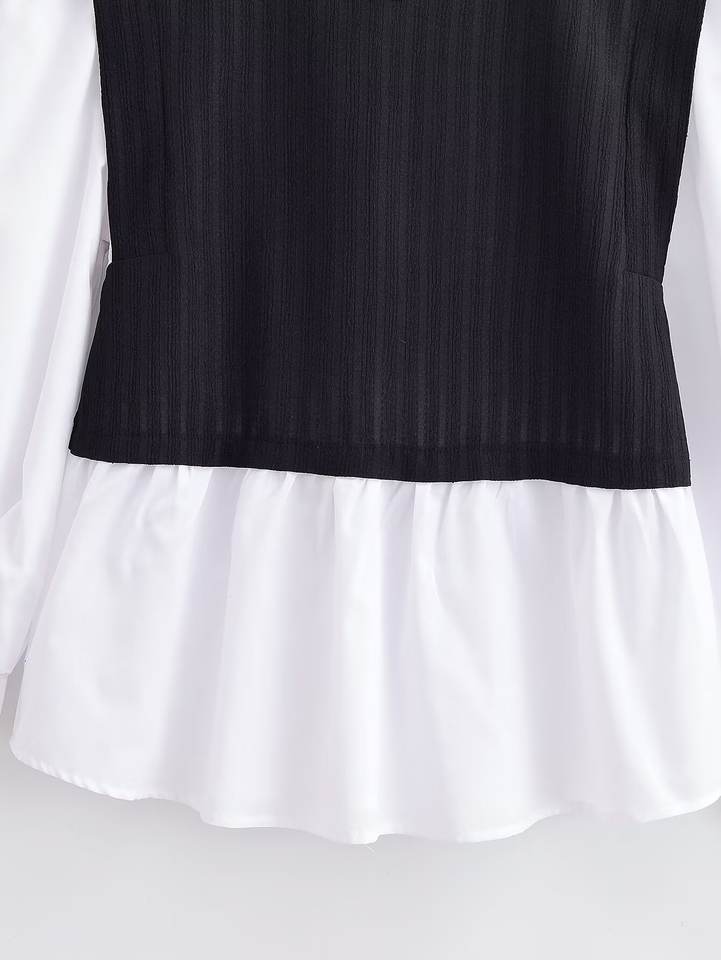 TAOP&ZA 2026 Spring New Arrival Loose Casual Fashion Color Block Crew ...