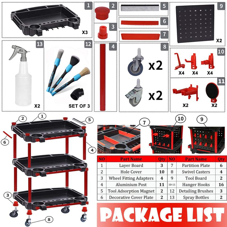 Car Detailing Cart - Ultimate Tool Organizer for Auto Detailing
