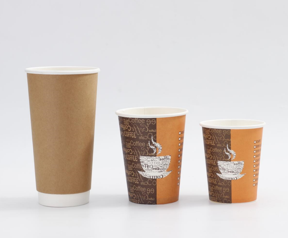 Food Grade Double Wall Craft Paper Square Mouth Cup with Paper Lid ...