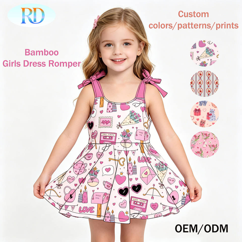 Ruidian 2026 Summer Girls' Bamboo Sleeveless Dress Romper Adjustable ...