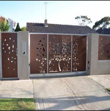 Large Corten Steel Sliding Driveway Gate - Durable & Stylish